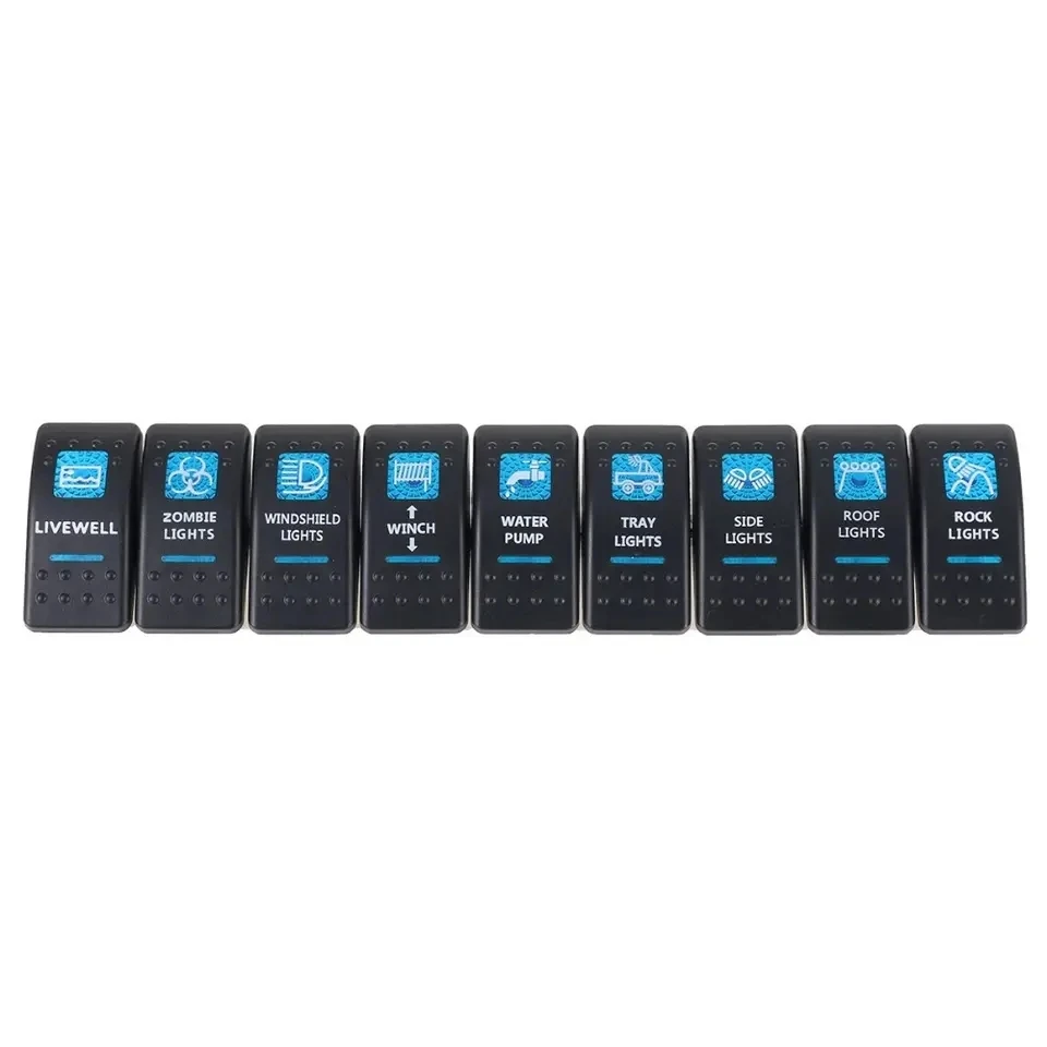 5 Pin Carling Rocker Switch Covers Blue Window Labeled Led Rocker ...