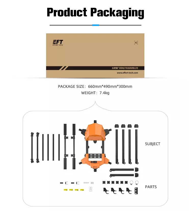 6-axis Eft G610 Drone Frame Farming Uav With 10l Tank Pesticide ...