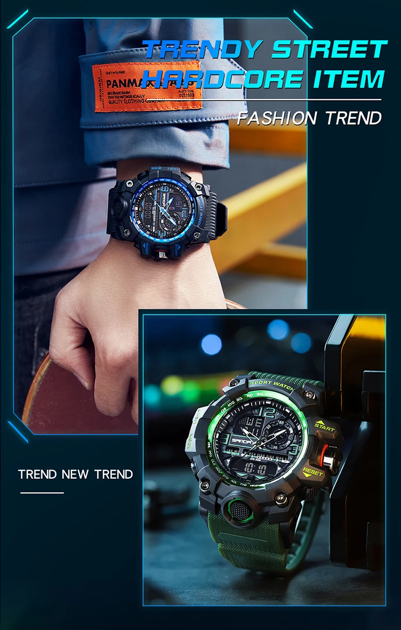 Sanda 3133 Trendy Fashion Men's Student Youth Electronic Watch