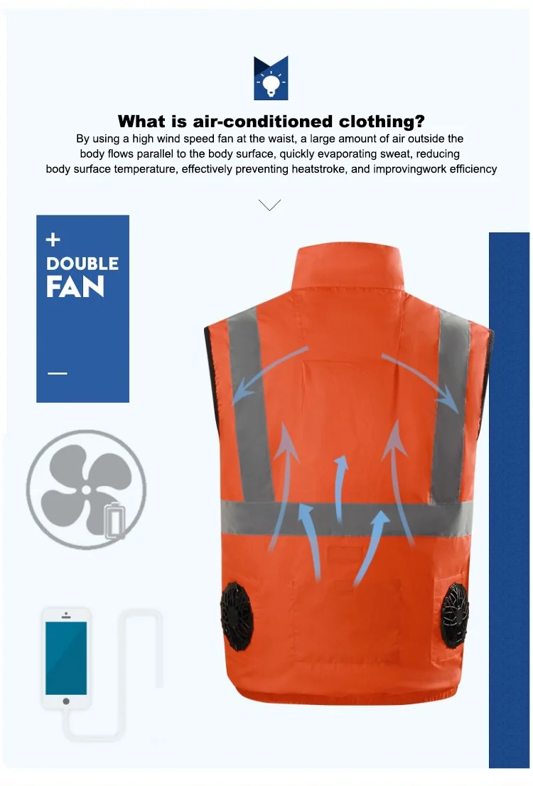 Mydays Tech 5V USB Cooling Jacket Air Conditioner Jacket With 2 Fans UV ...