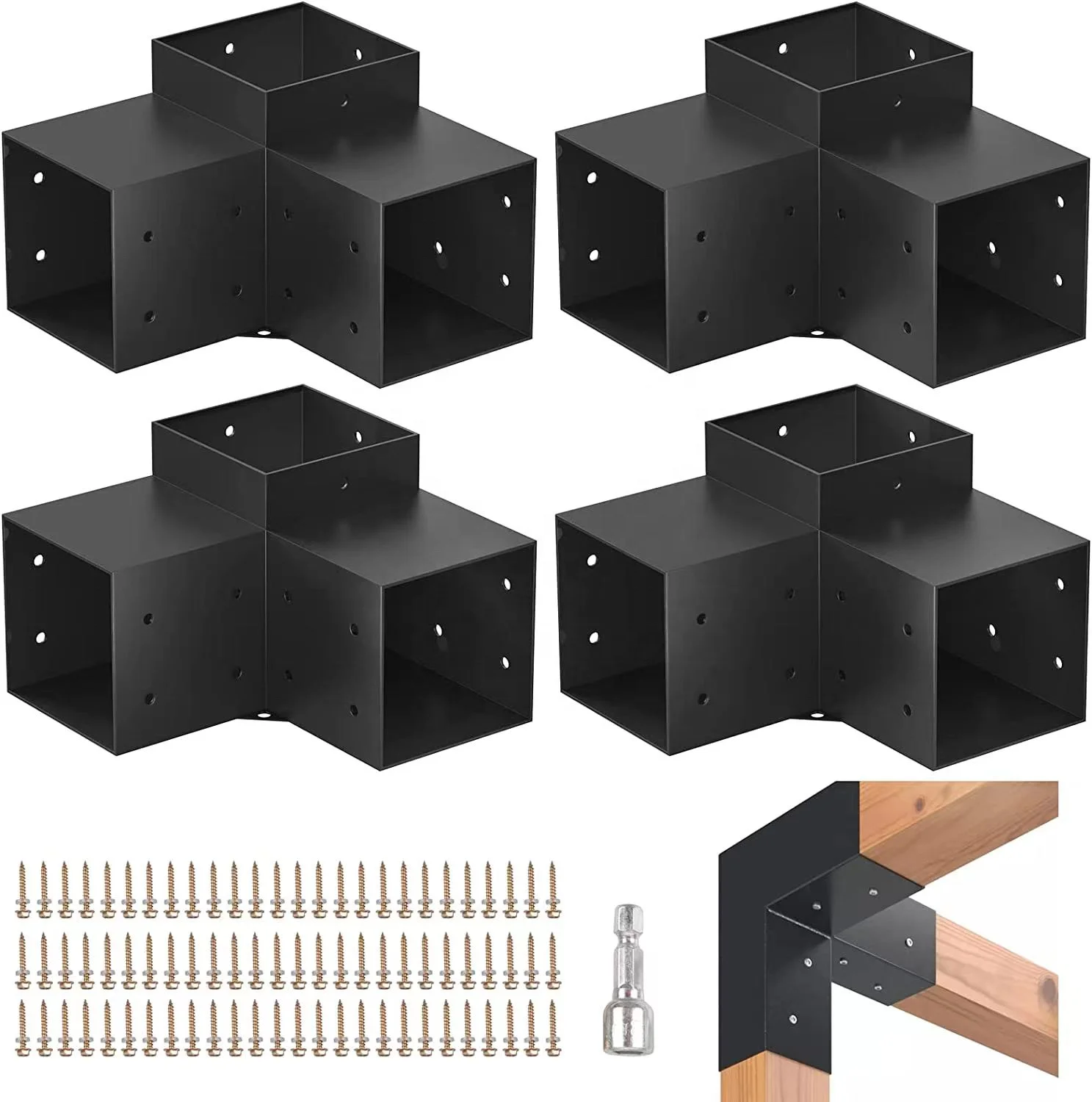 Pergola Kit - Durable 3-Way Corner Brackets for DIY Wood Works