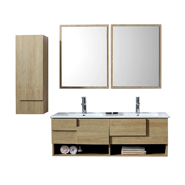 Modern Double Wash Basin Wall Mounted Bathroom Vanity Unit Melamine Mdf ...