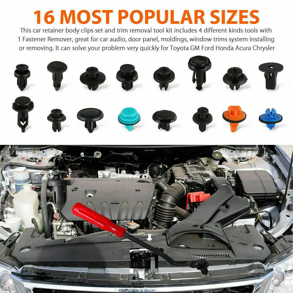 635pcs Car Plastic Fastener Clips Set With Box Mixed Auto Body Push ...