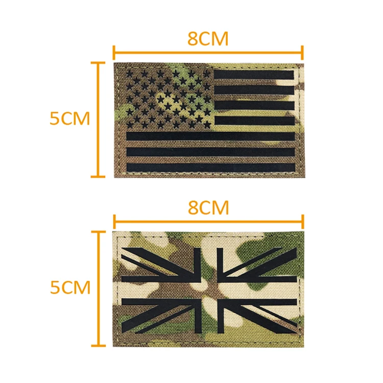 5x8CM Black Reflective Badge Custom Logo Laser Cut Reflective Flag Patches Hook Fastener Backing ...