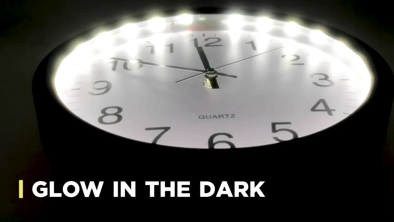 Modern Glow In The Dark Clock 12 Inch Silent Lighted Smart Sensor Led ...