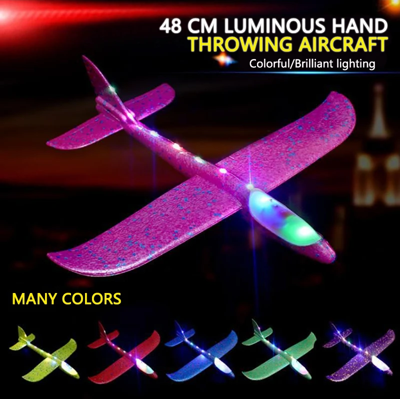 48cm Foam Glider Airplane Throwing Plane Flying Sports Games Led Foam ...