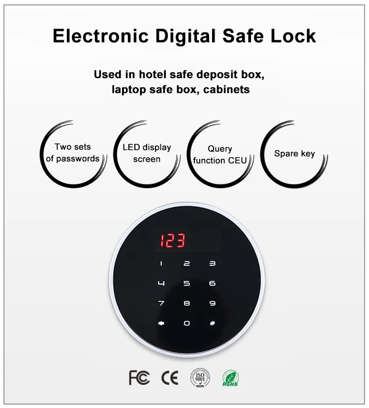Zinc Alloy Led Screen Electronic Password Digital Safe Deposit Box Lock ...