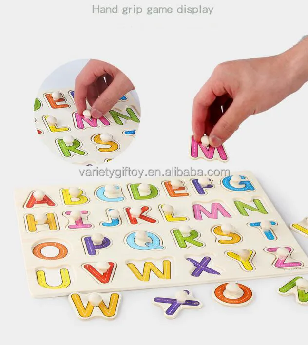 Wooden Letters Hand Grab Jigsaw Puzzle Children's Montessori Education ...