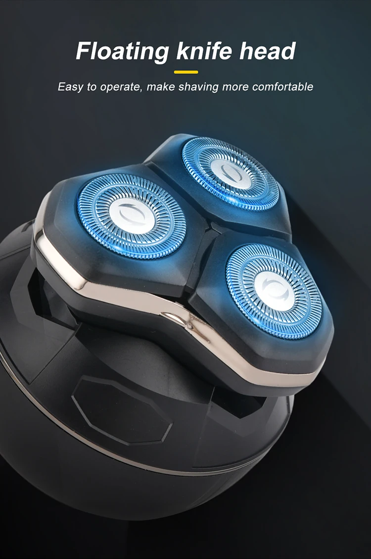 Pritech 3 Floating Heads Electric Shaving Machine Rechargeable Beard ...