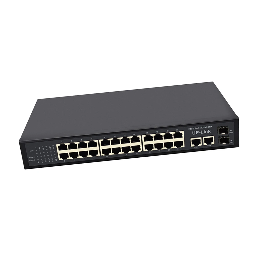 Poe Switch 24 Ports 10/100/1000m Auto-negotiation Rj45 Port 2 Sfp Slot ...