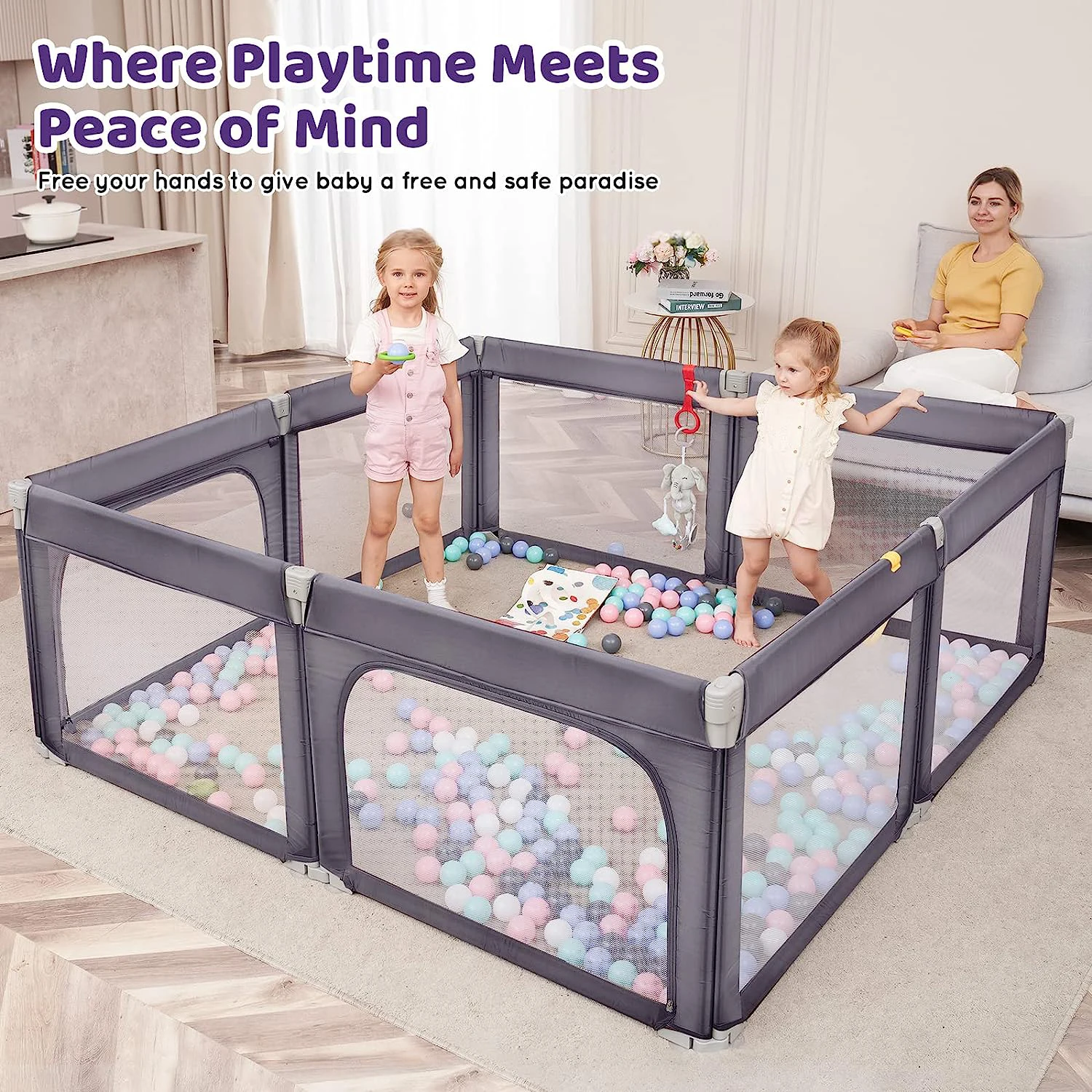 Indoor Baby Folding Fence Play Ground Safety Fence Removable Baby Fence ...