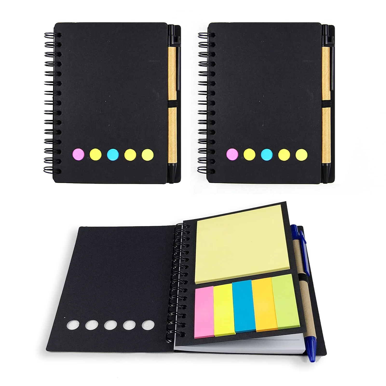 4 Packs Available Kraft Paper Spiral Notebook A5 Lined Notepad With Pen ...
