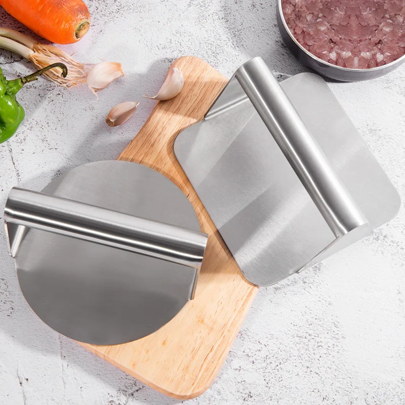 Stainless Steel Meat Press Square Hand Meatloaf Steak Sizzling Press ...