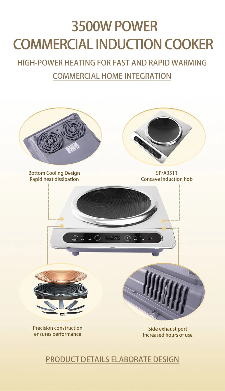 Smart 3500 Watt Commercial Induction Cooktop for Household Use