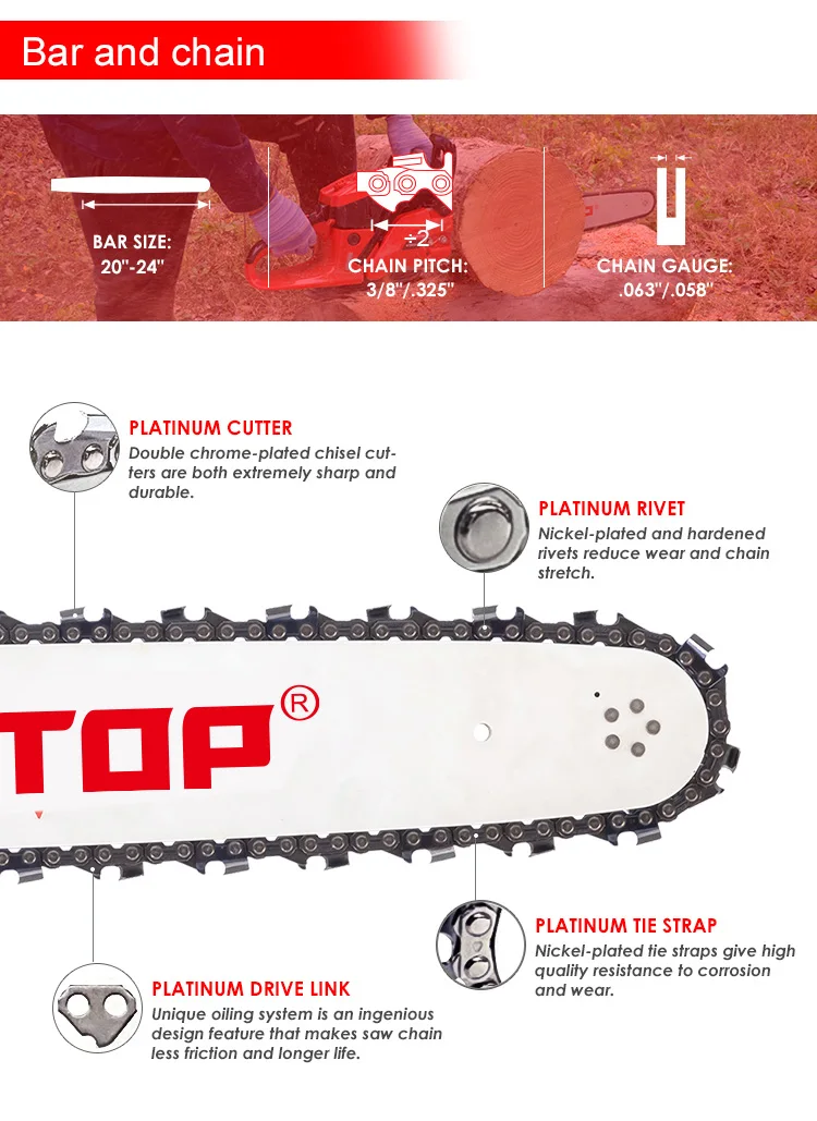 2-stroke Professional 59cc Heavy Duty Gasoline Powerful Petrol Chainsaw ...