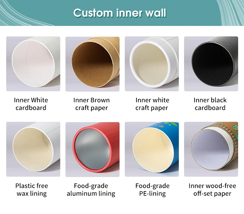 Custom Printed Kraft Paper Cylinder Snack Canister Lid for Sugar ...