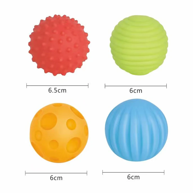 Educational Set Rainbow Soft Silicone Teether Squeeze Cube Block Ball ...