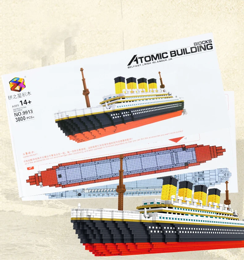 Mini Titanic Ship Model Assemble Puzzle Boats Bricks Kits Moc Building ...