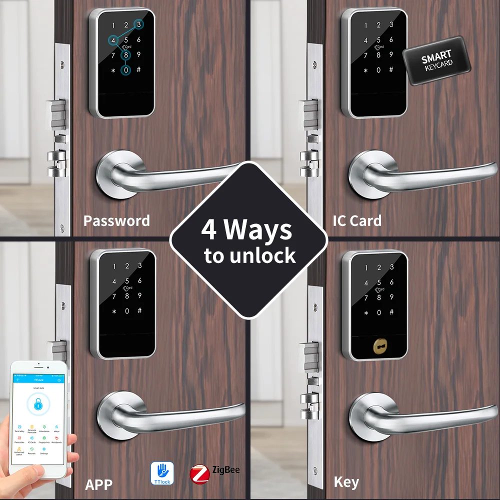 Smart Zigbee Keypad Door Lock with Handle Used for Office Hotel Home ...