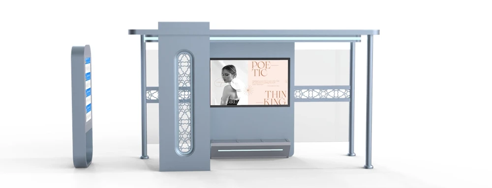 Outdoor Bus Station - Stainless Steel Solar Powered Shelter