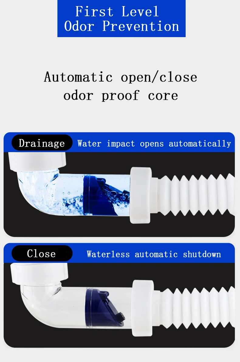 Modern P-Trap Basin Drain - Flexible, Odor-Proof Solution
