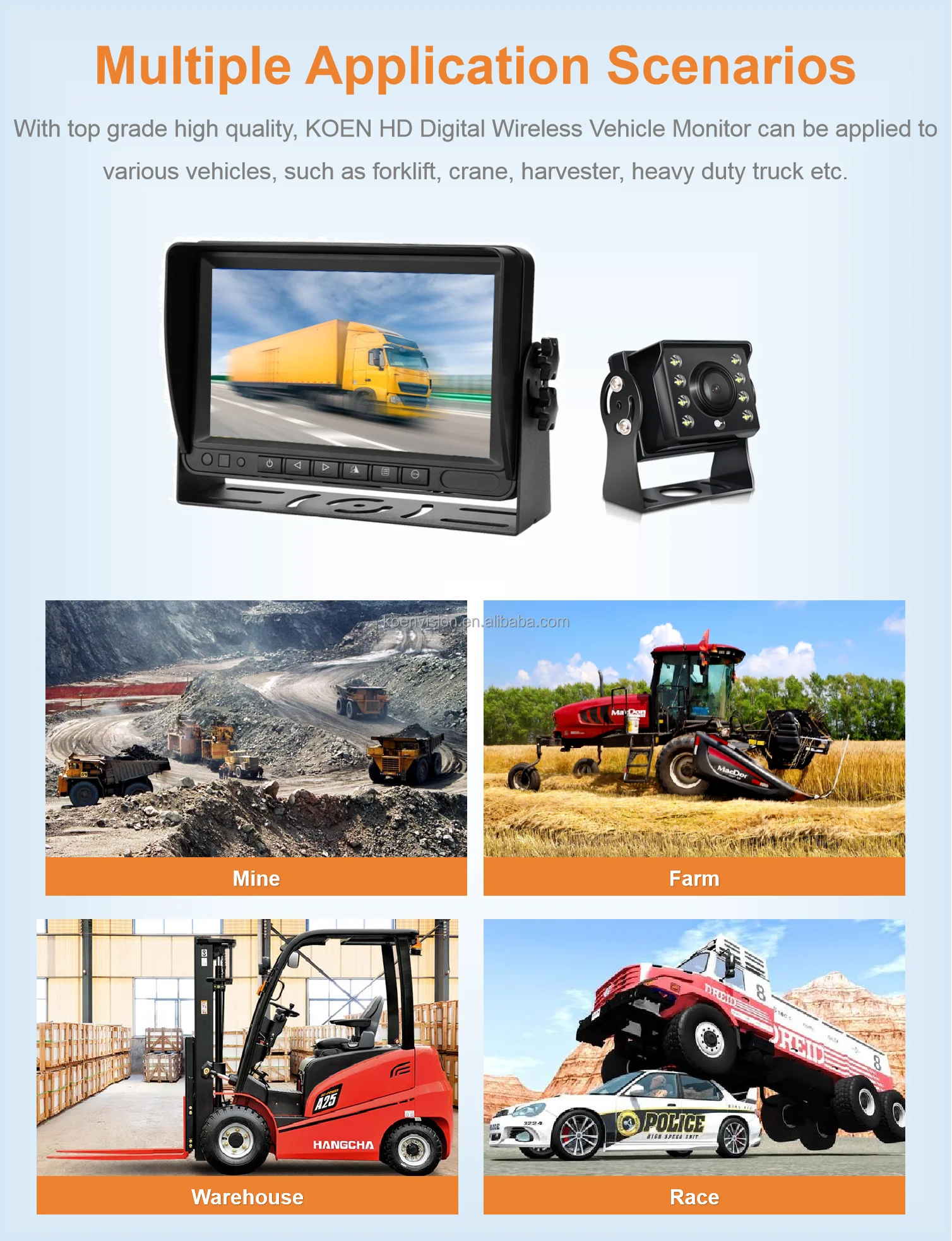 Wholesale 7 Inch Quad Monitor Heavy Duty Wide Angle 9-36v 1080p Car Dvr ...