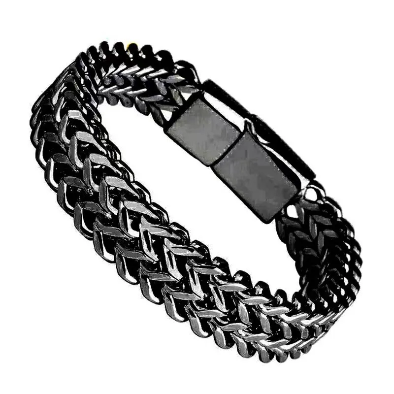 Stainless Steel Double Layer Chain Mens Bracelets