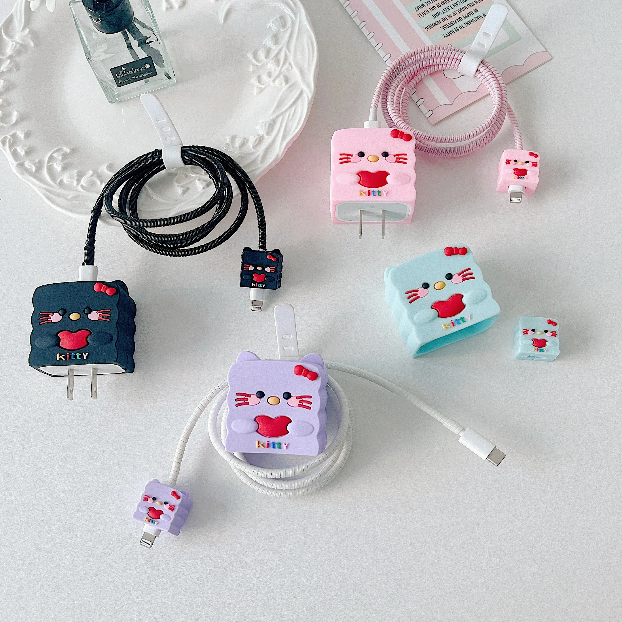 4 In 1 Cute Cartoon Charger Case Brand New Cable Protector For Apple 18 ...