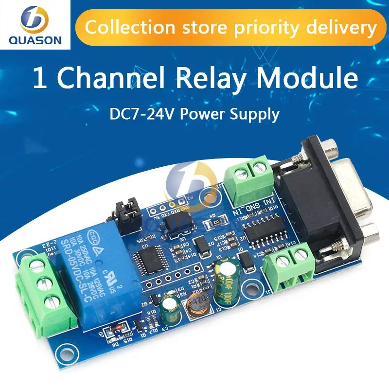 1 Channel Modbus Rtu Single Relay Module Rs232/ttl Uart Dc7-24v Board Power Supply For Home ...