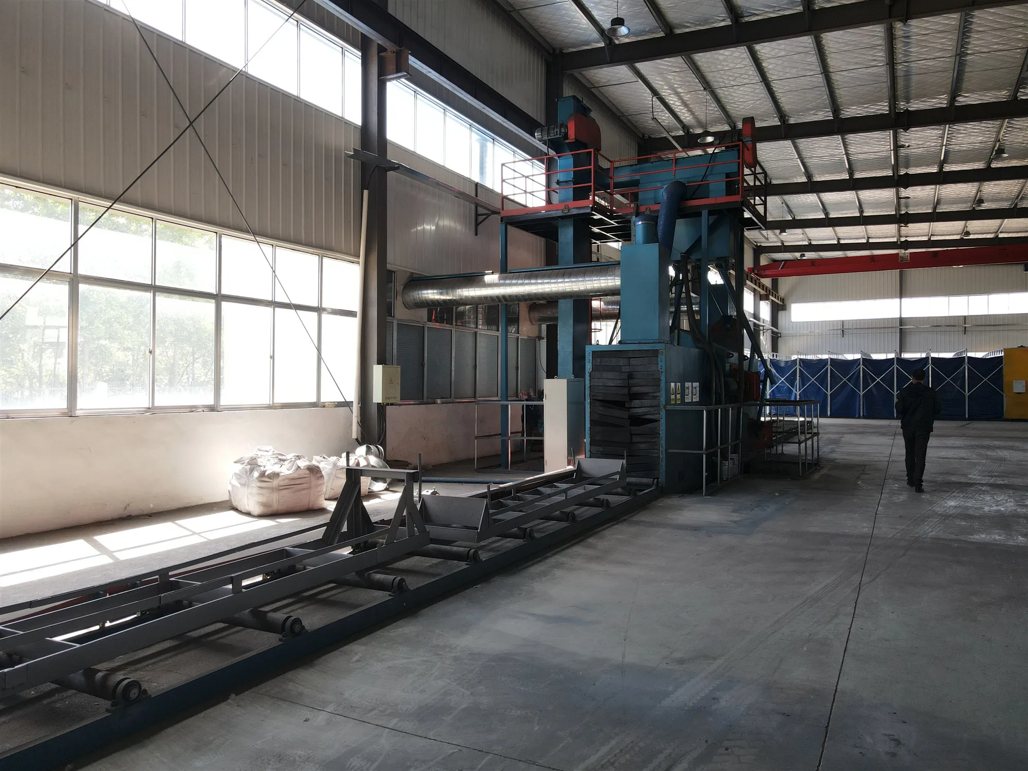 Q69 Automatic H Beam Dust Blaster Shot Blasting Machine / Sandblasting ...