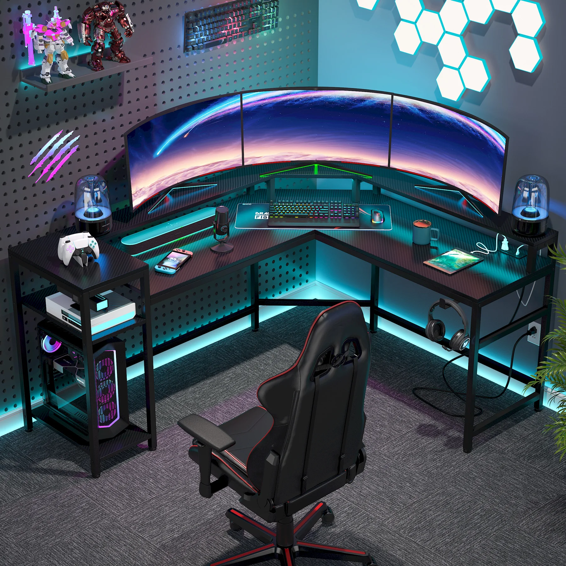 L-shaped Large Corner Desktop Computer Pc Big Workstation Gaming Desk ...