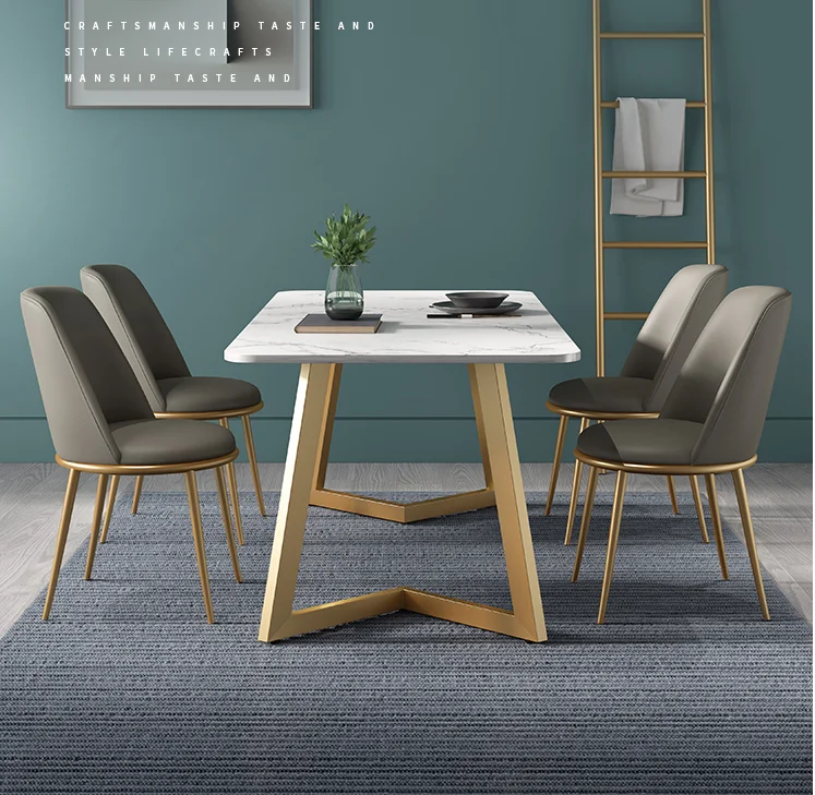 Light Luxury Marble Dining Table And Chair Combination Rectangular ...