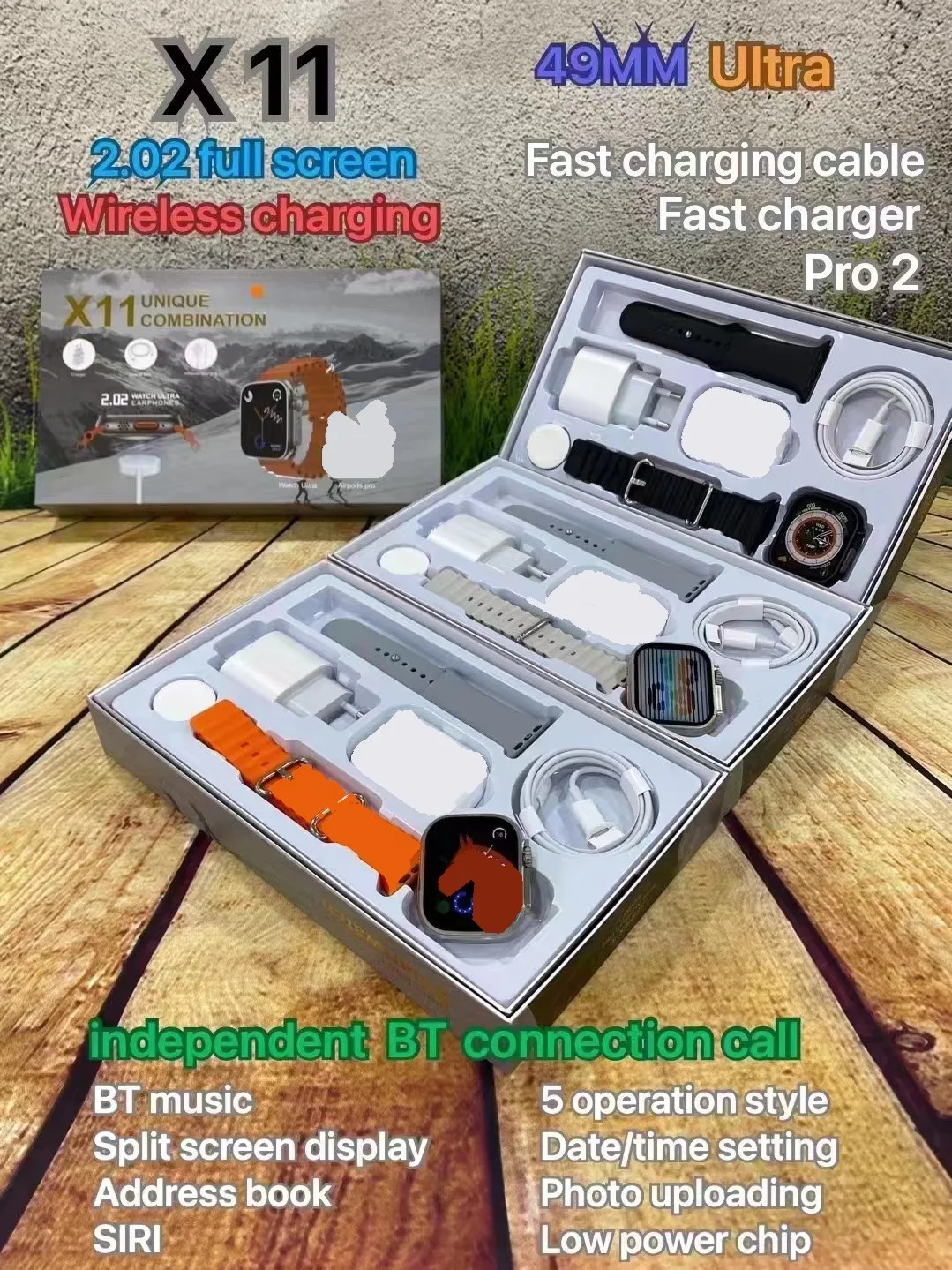 X11 Combo Set Gift Package Smart Watch Series Ultra 8 X11 Unique ...