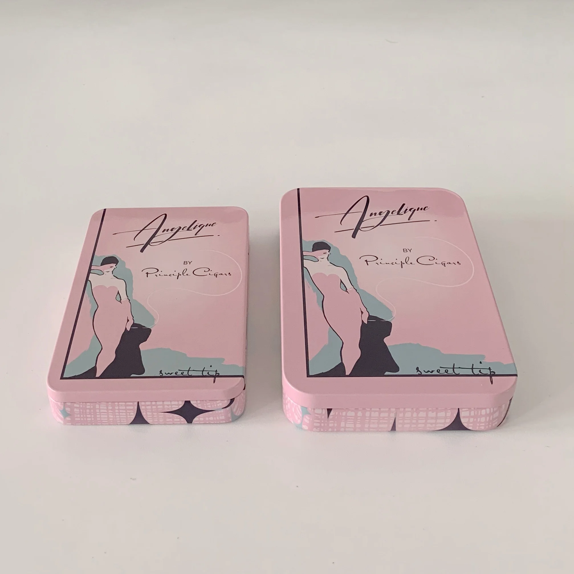 Custom Print Rectangle Hinged Tin Box for Gift Cany Mint