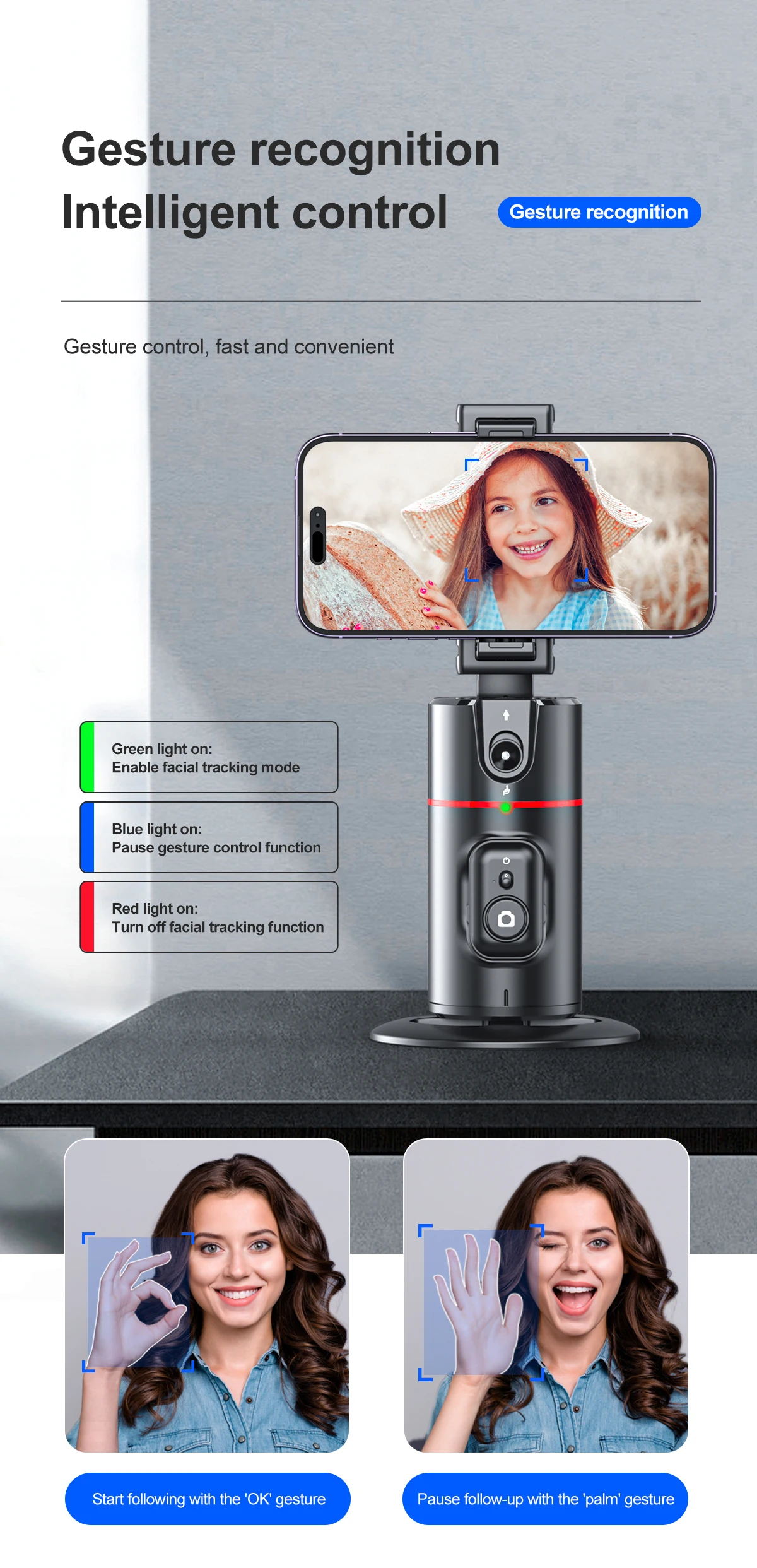 Ai Smart P02 Selfie Stick with 360 Rotation & Auto Face Tracking