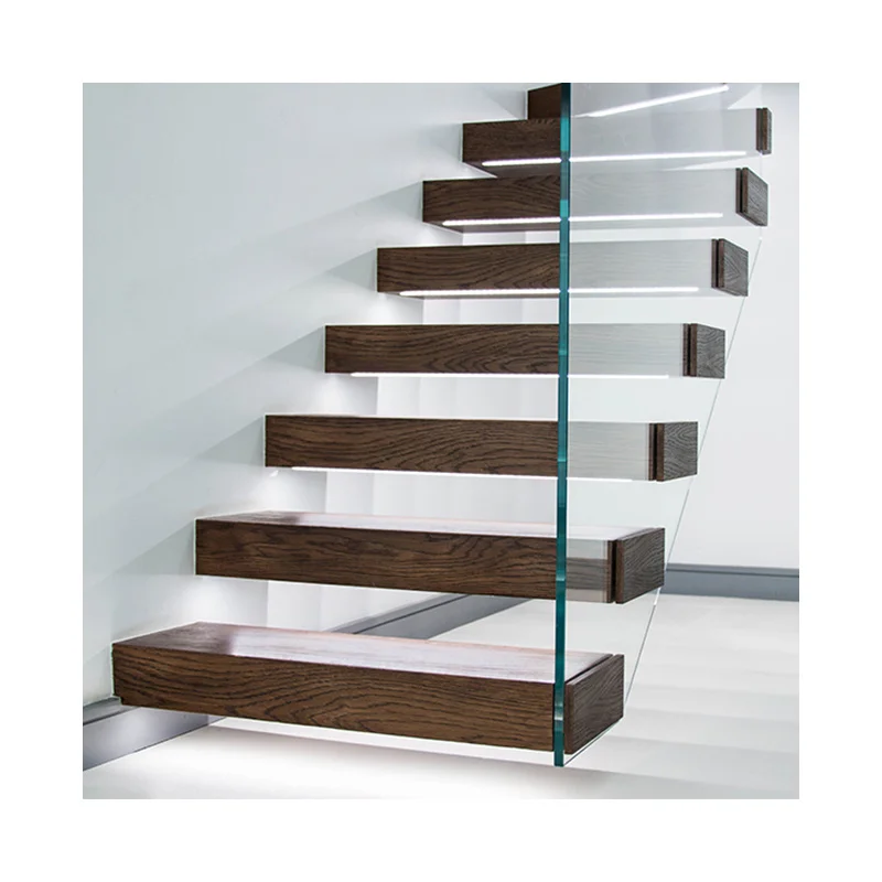 prefabricated stairs Invisible Wall Side Stringer Floating Staircase ...
