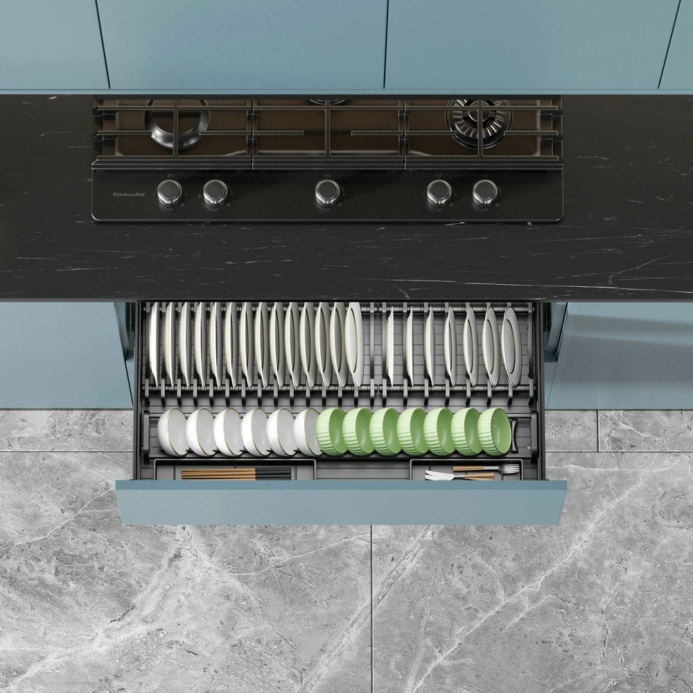 Pull Out Cabinet Organizer Dish And Bowl Slide Out Drawer Kitchen ...