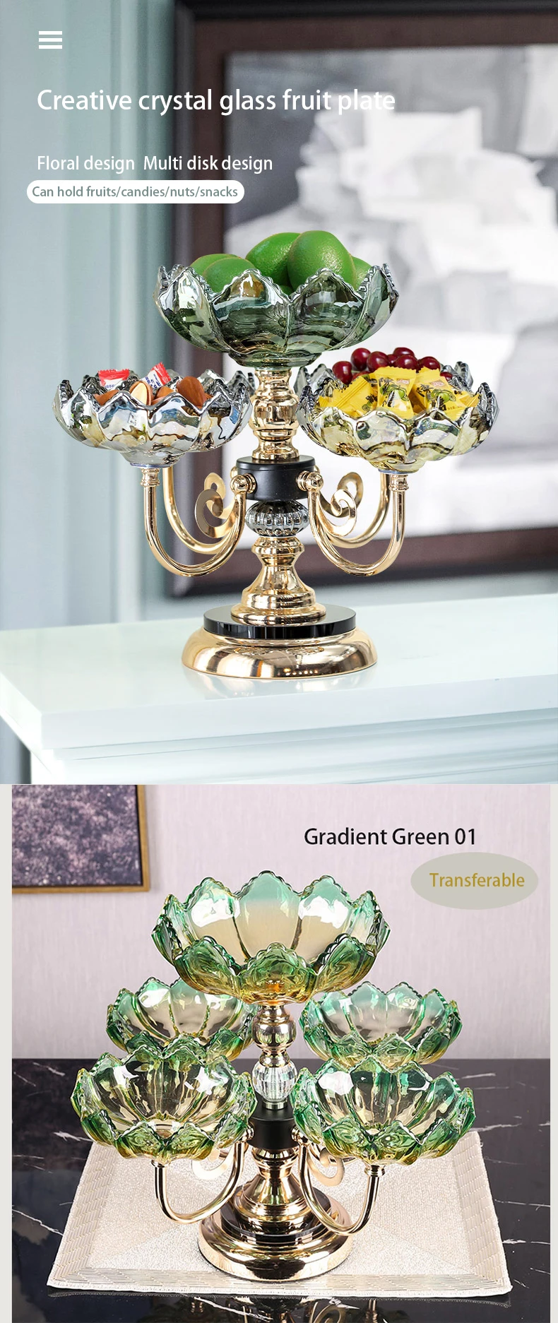 European Style Crystal Glass Snack Tray for Modern Living