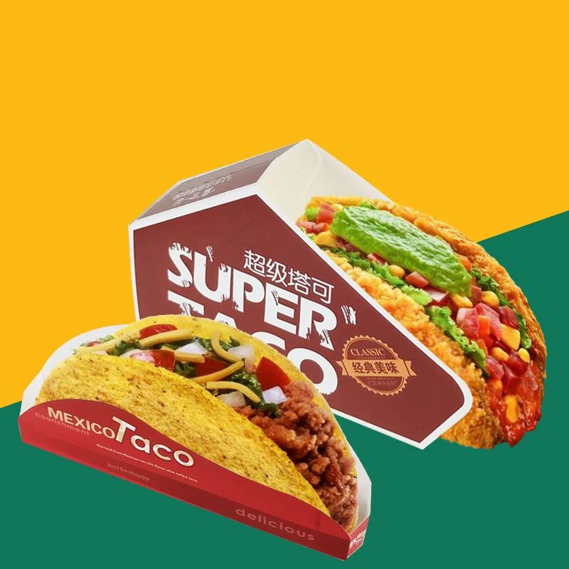 Custom Disposable Takeout Food Paper Boxes Tacos Packaging Holder ...