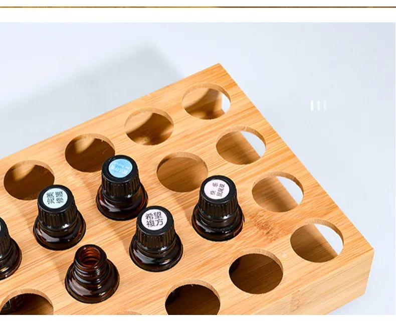 Bamboo Essential Oil Stand Holder for Bottles - Organize Cosmetcis in ...