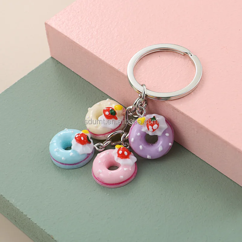 Various Donuts Acrylic Bead Doughnut Resin Cheese Strawberry Key Ring ...