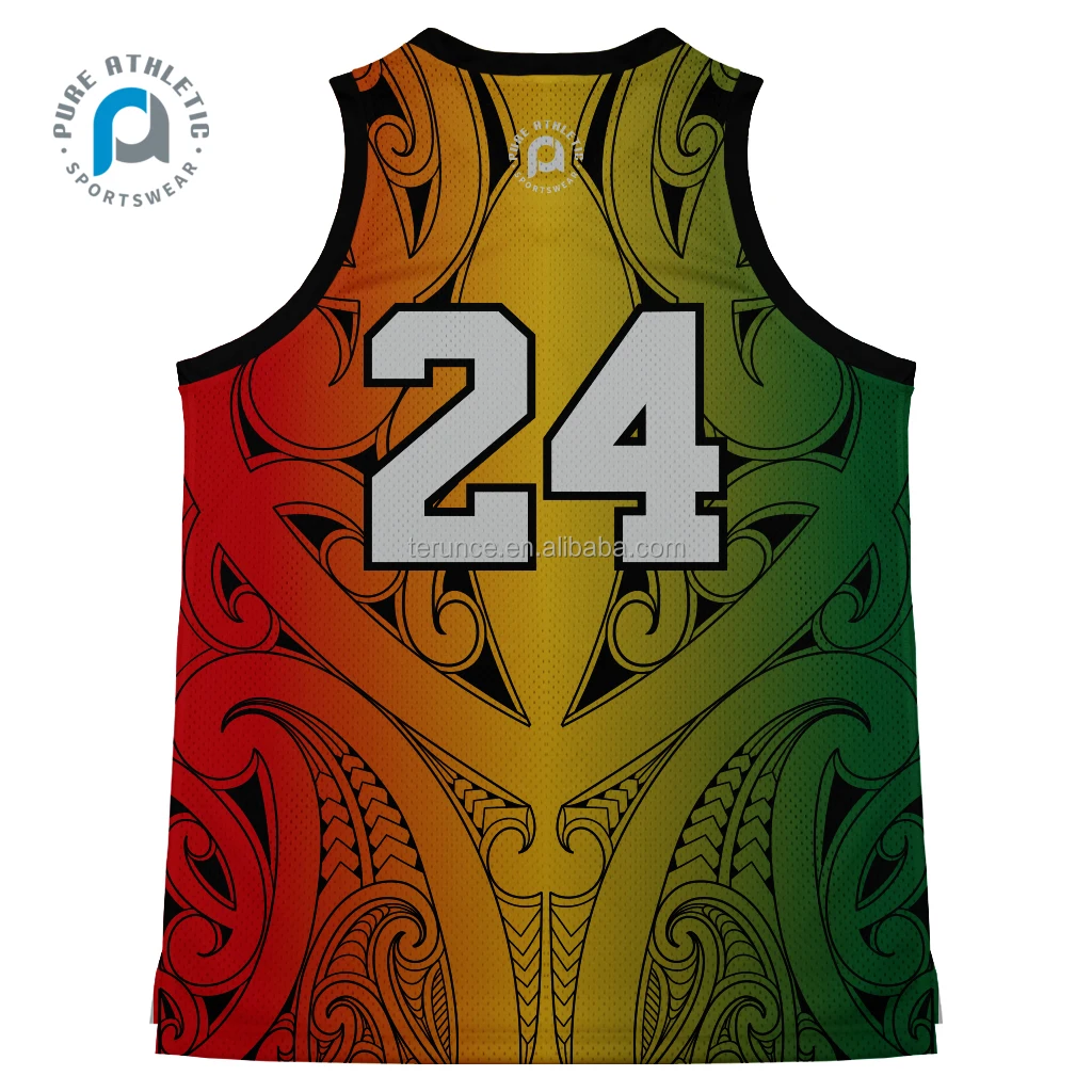 PURE Custom Sublimation Print Rasta Basketball Singlets