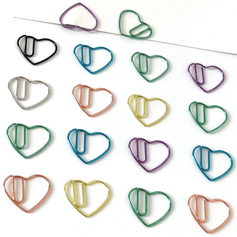 Cute Mini Small Heart Paper Clips Paperclips Smooth Finish Wide Clips ...