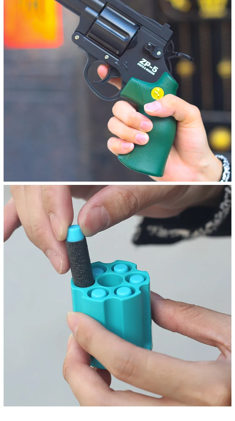 Safety Material Shooting Gun With Soft Bullets Revolver Plastic Pistol ...