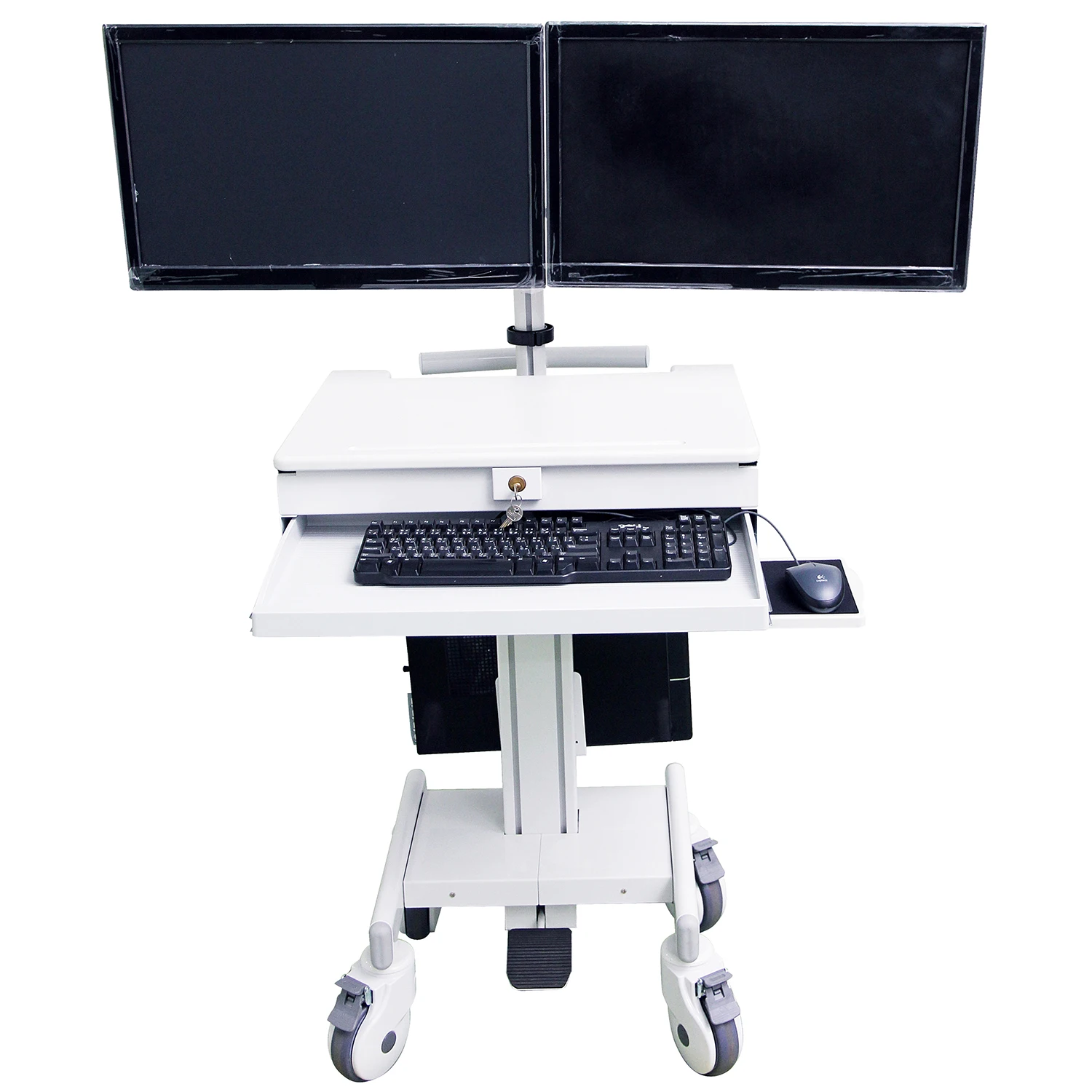 Medical Computing Cart Hospital Monitor Trolley For Medical Workstation ...