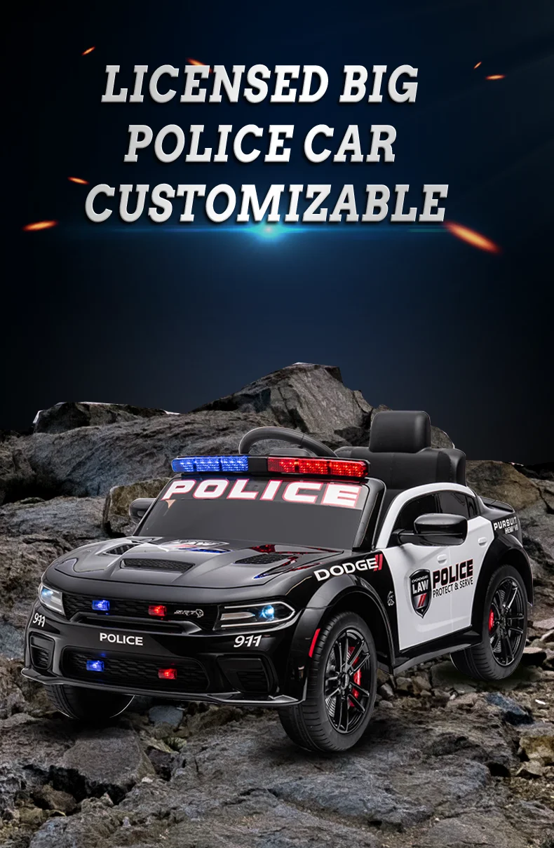 Dalisi Dodge Srt Hellcat Kids Police Car - 12V Remote Control
