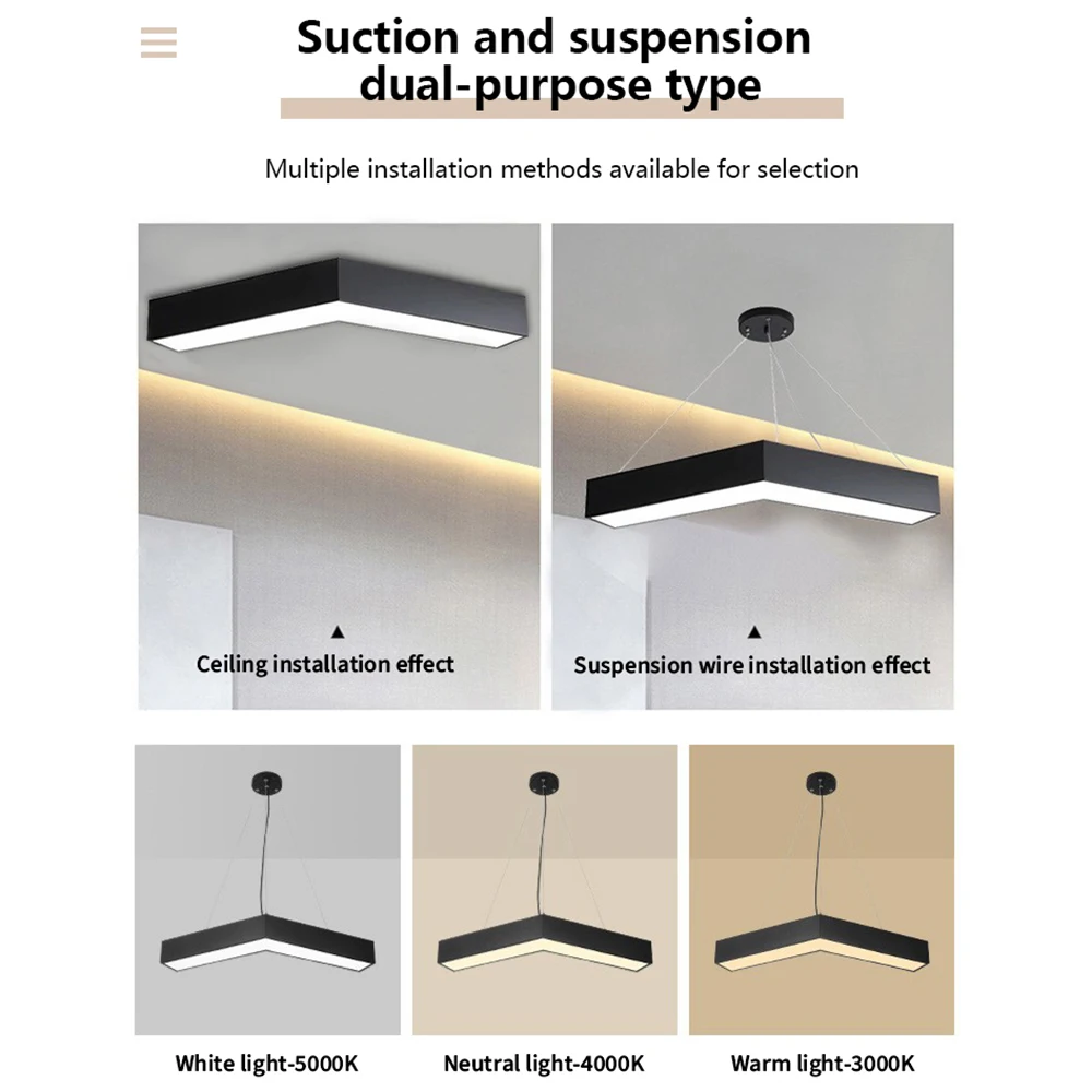 Customizable Length V-shaped Angle 3cct Changeable 20w Led Ceiling ...