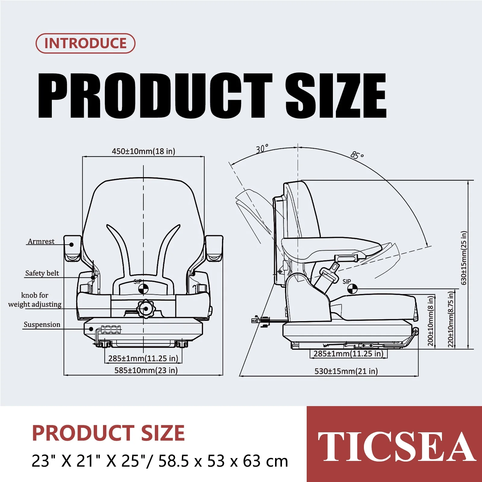 Highback Low Profile Suspension Tractor Seat - Comfort & Durability