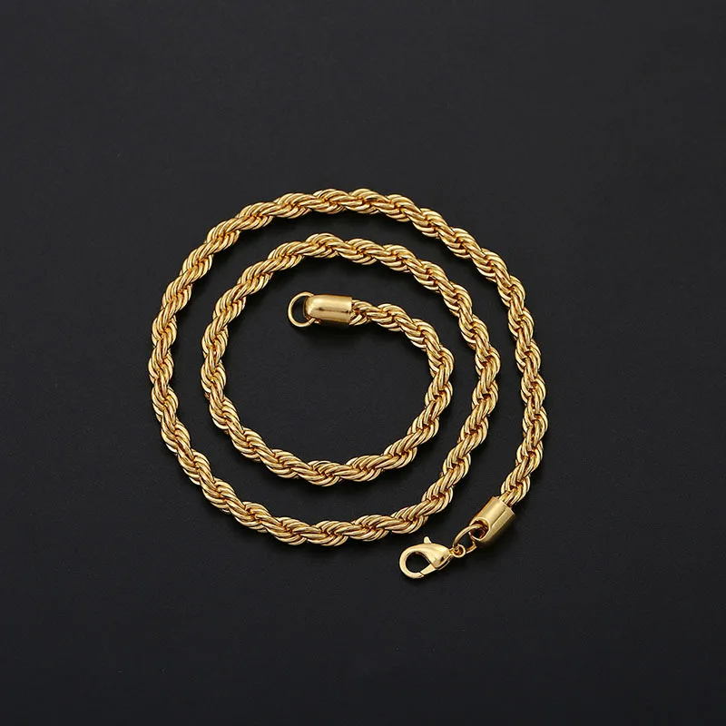 Hot Sale Cuban Link Rope Chain Chokers Punk Stainless Steel Gold Filled ...