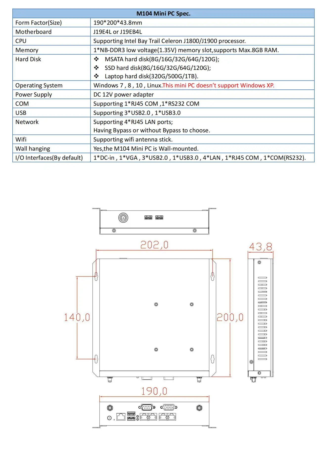 ELSKY Mini Pc with Rs232 X86 RJ45 Mini Computer PC J1900 Fanless ...